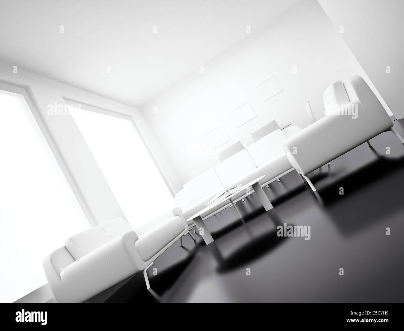 High resolution image. 3d rendered illustration. Interior of the modern ...