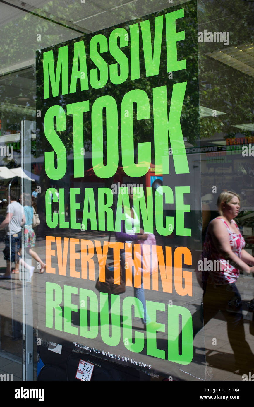 Stock clearance poster in store window high street Stock Photo - Alamy