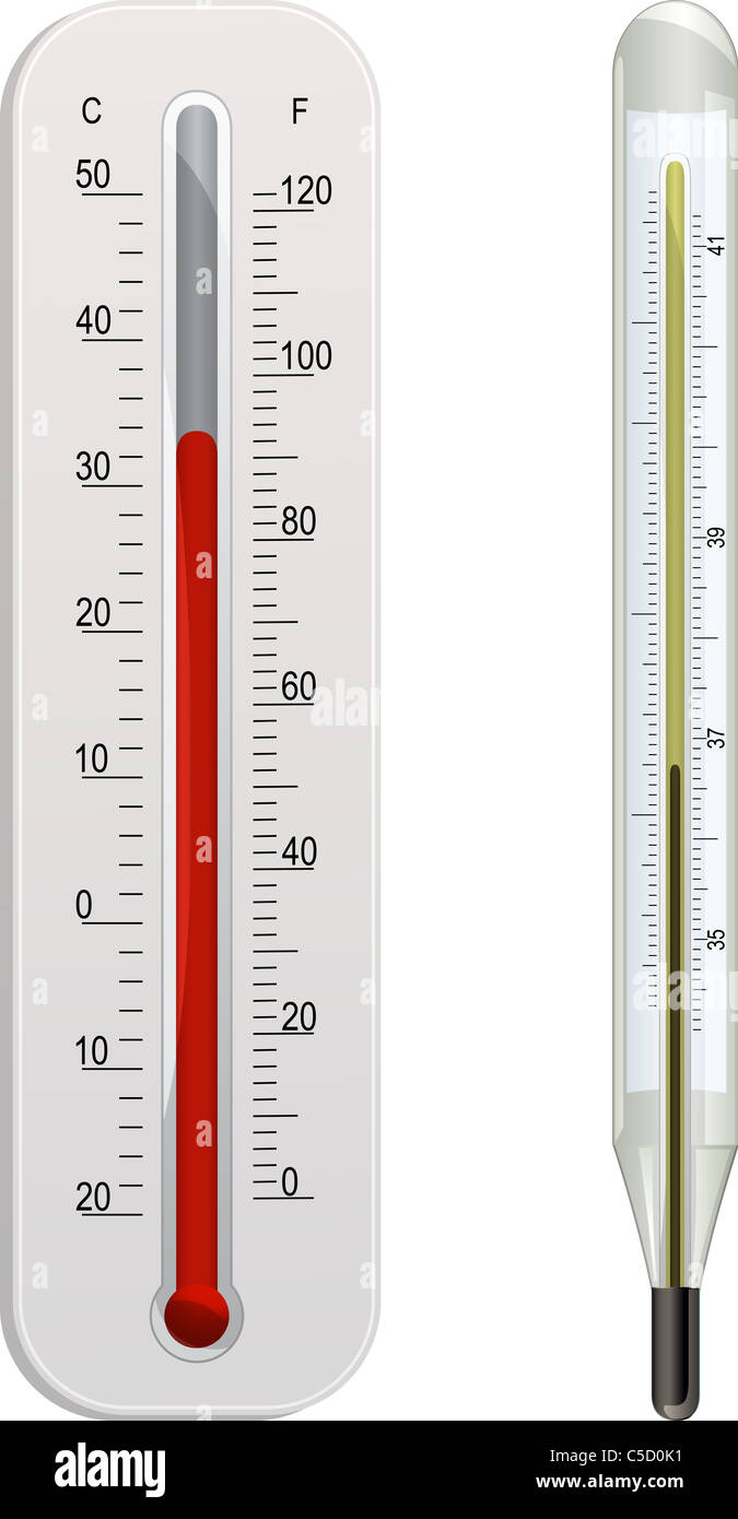 glass weather thermometer and white plastic weather thermometer Stock ...