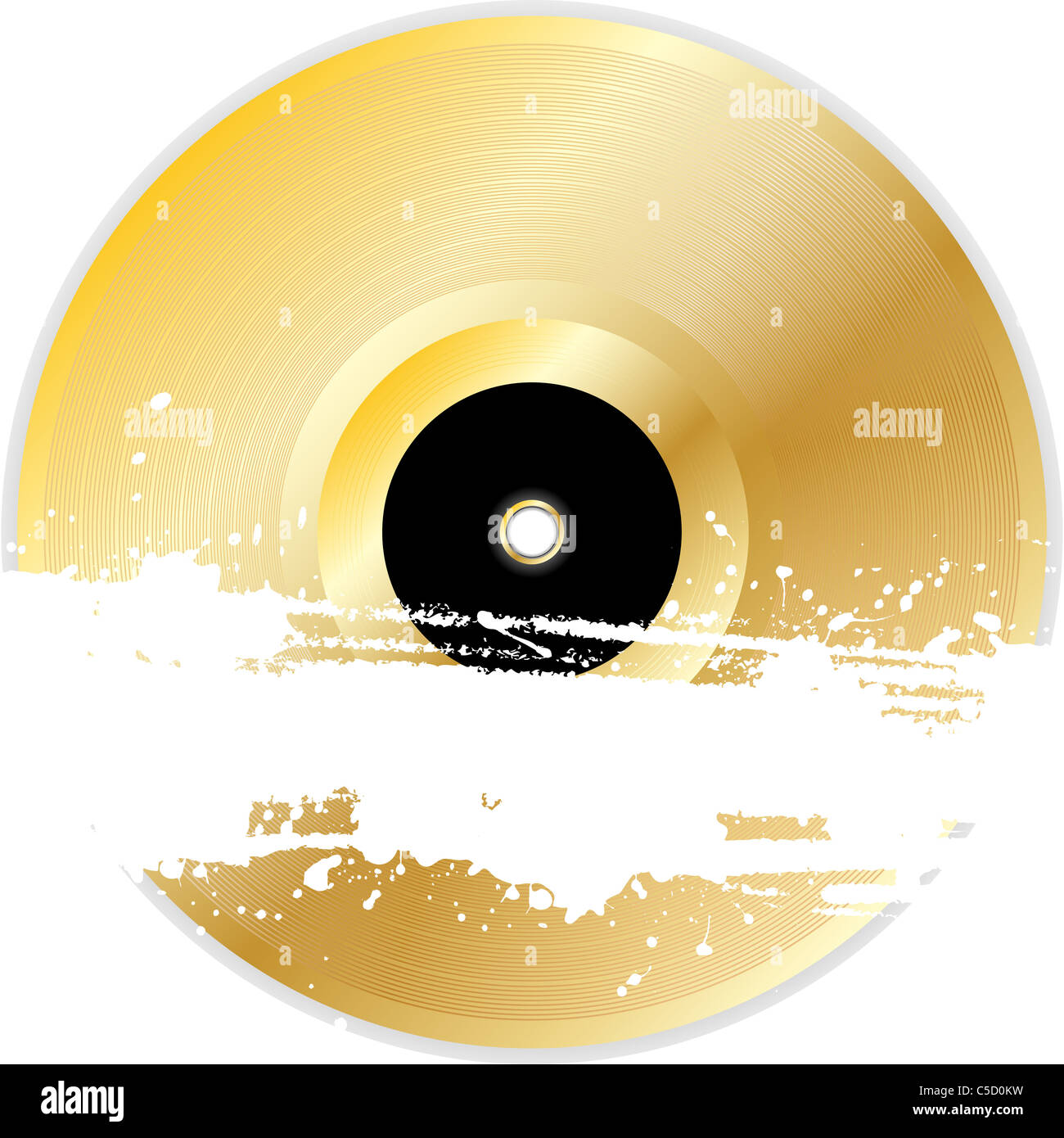 black vinyl disk with grunge splats and brush strokes across center for ...