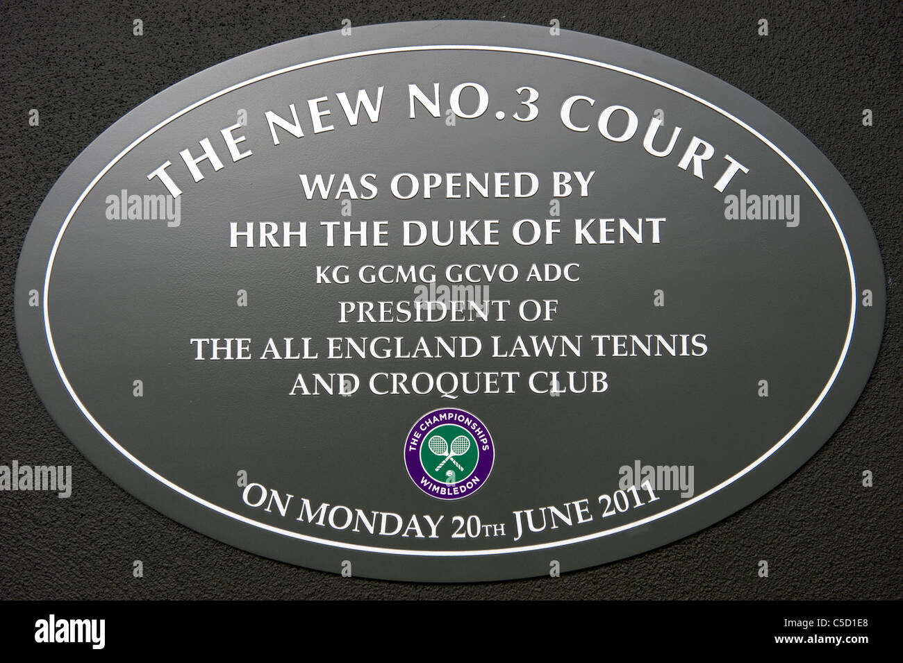 Opening plaque for the new court 3 during the 2011 Wimbledon Tennis ...