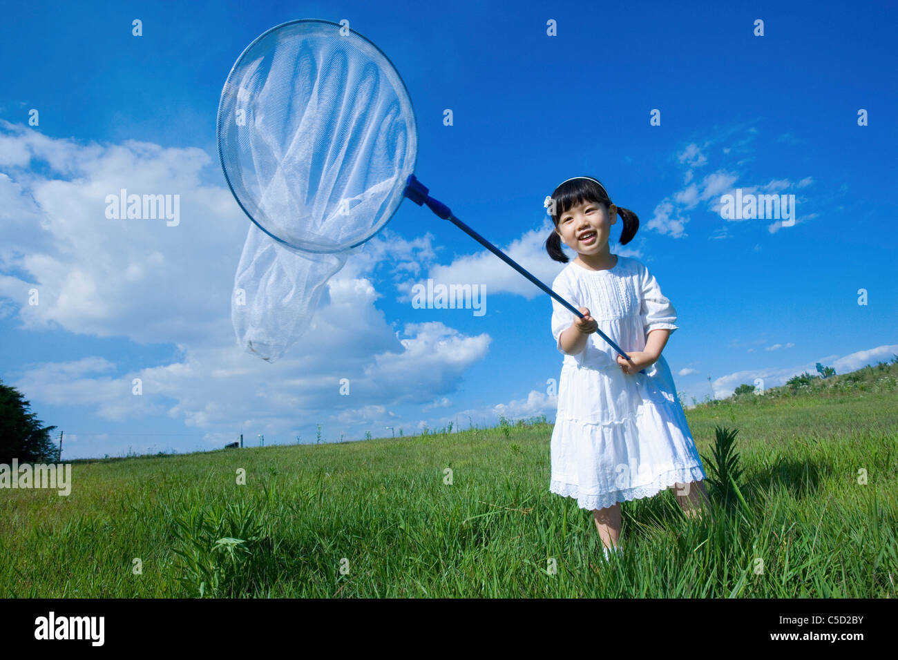 girl walking to catch the insect Stock Photo - Alamy