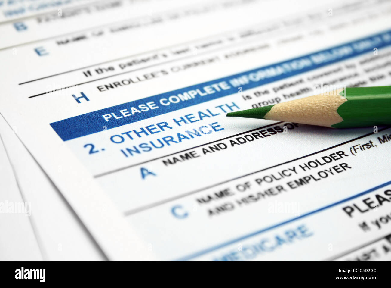 Health insurance form Stock Photo - Alamy