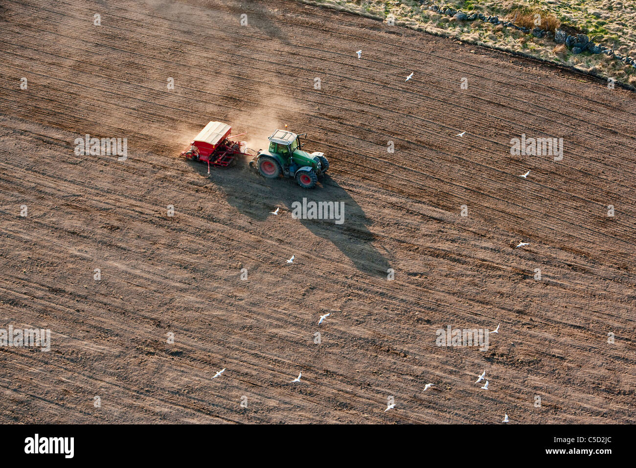 Aerial view of tractor on field hi-res stock photography and images - Alamy
