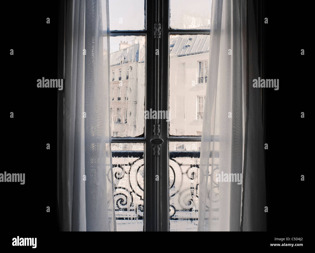 Paris balcony curtain hi-res stock photography and images - Alamy