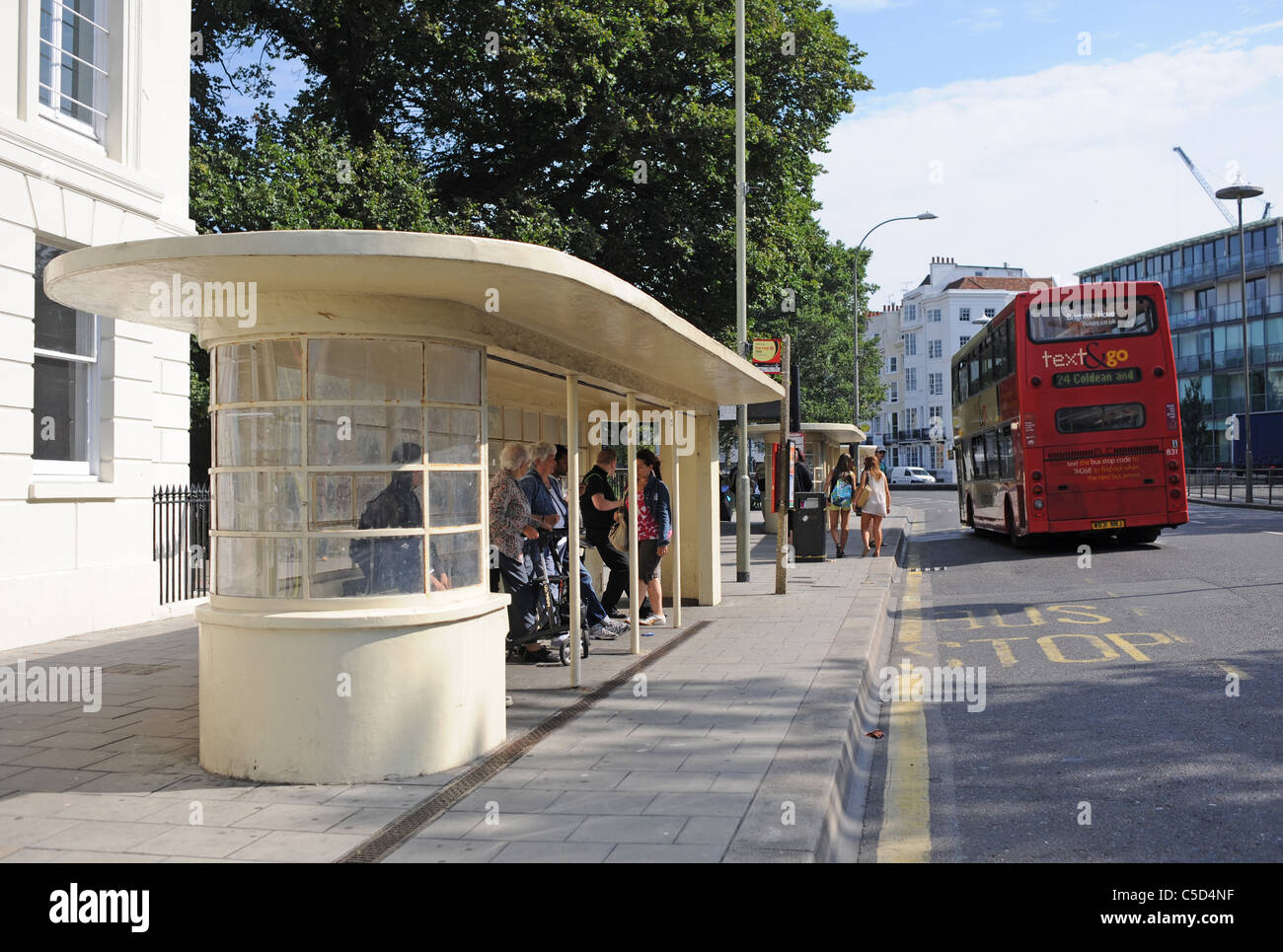Unique art deco designed style bus stop shelters in Brighton city ...