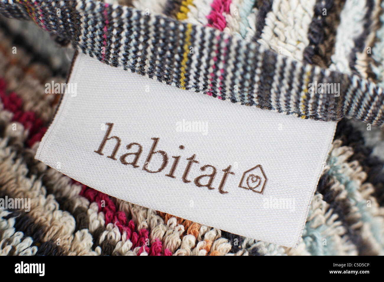 Habitat label on a colorful towel. Picture by James Boardman Stock ...