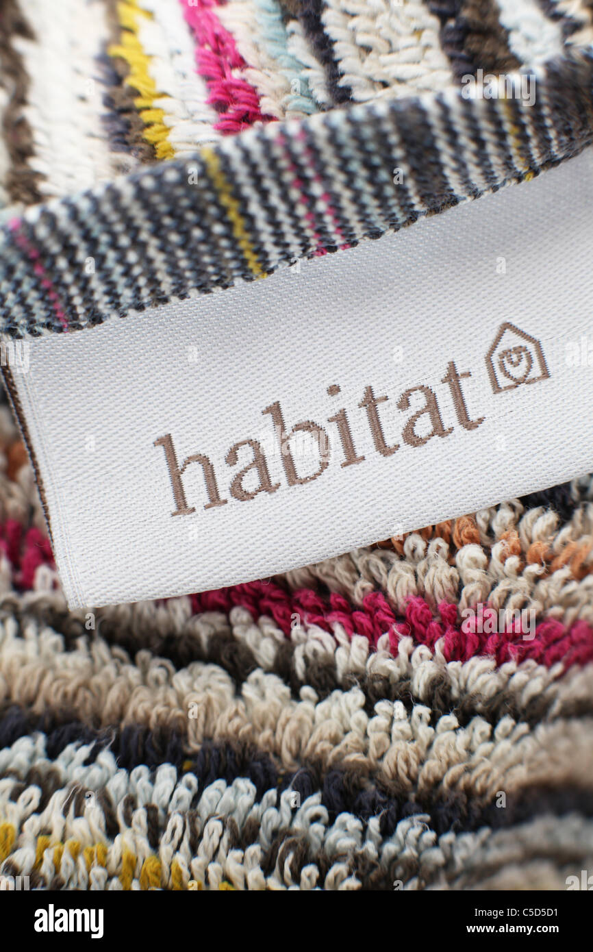 Habitat label on a colorful towel. Picture by James Boardman Stock ...