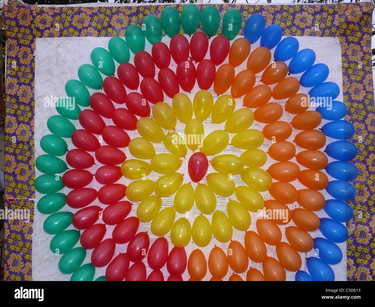 Colorful Balloons displayed on a board, Game Stock Photo - Alamy