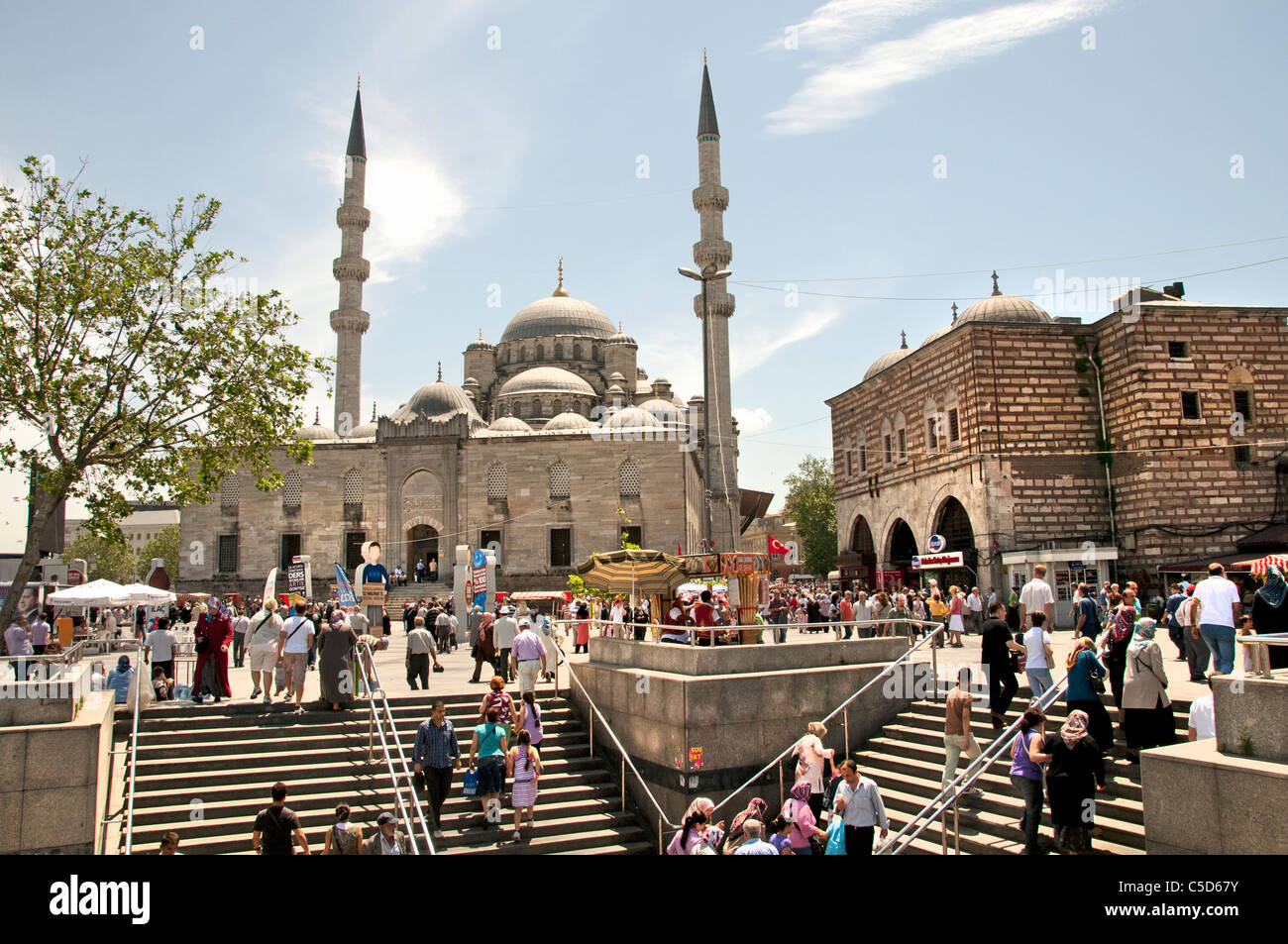 Istanbul Eminonu near Galata bridge Mosque Yeni Camil Meydani Eminonu ...