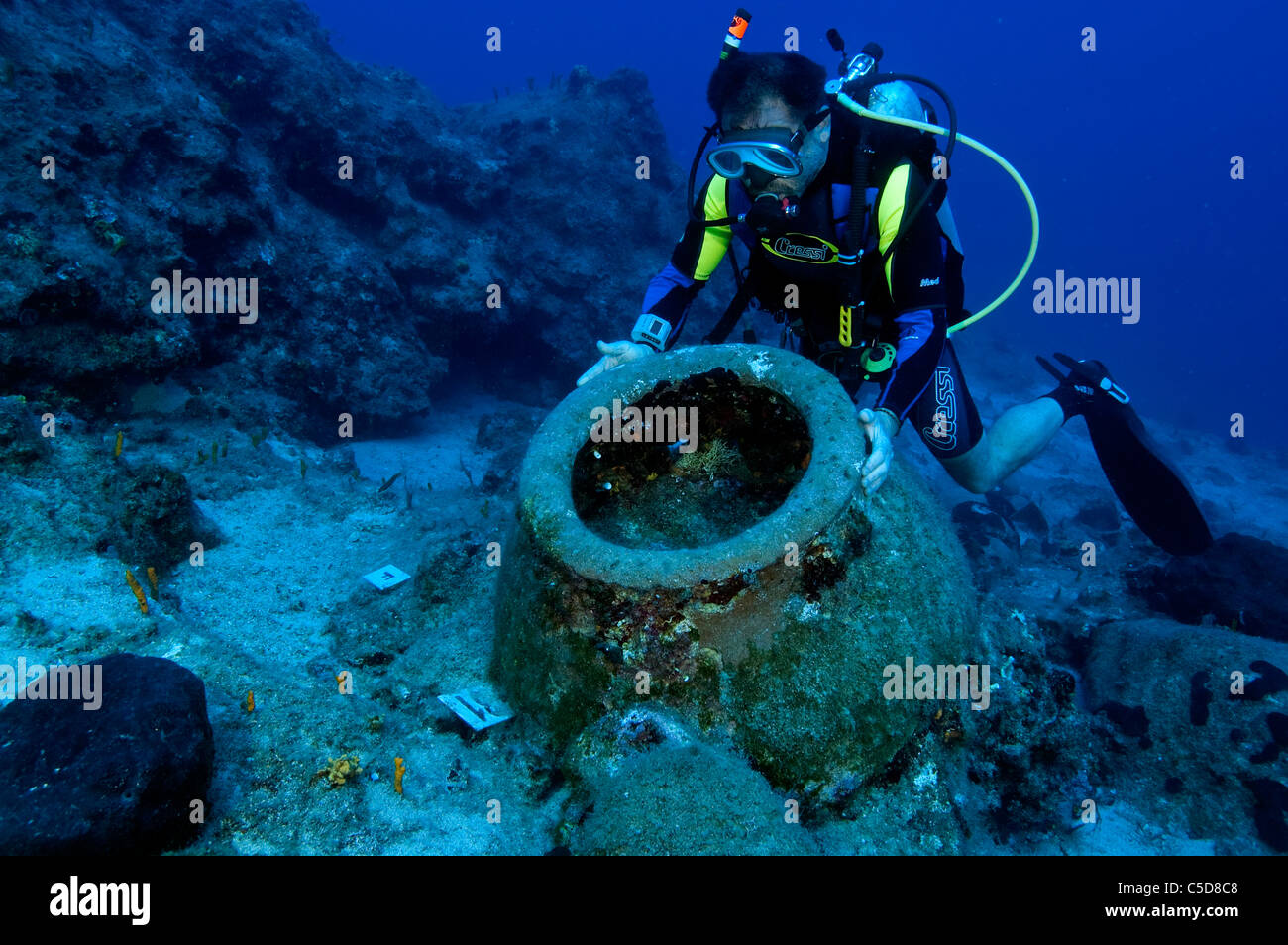 Diver surveying an ancient wreck in Kas Antalya Turkey Stock Photo - Alamy