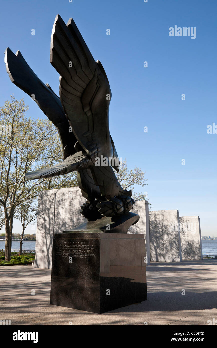 Bronze Eagle and Wreath Statue, East Coast War Memorial, Battery Park ...