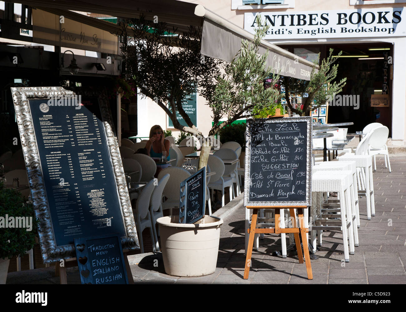 Cafe with blackboard menu near Antibes English Book shop Antibes ...