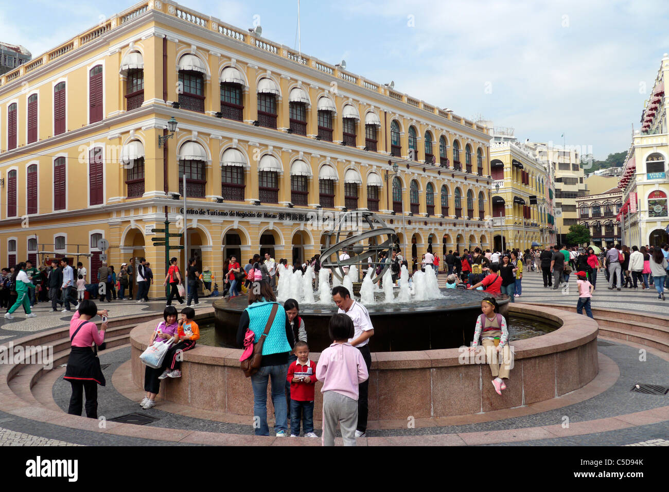MACAU Street scene in downtown Macau showing colonial Portugese ...