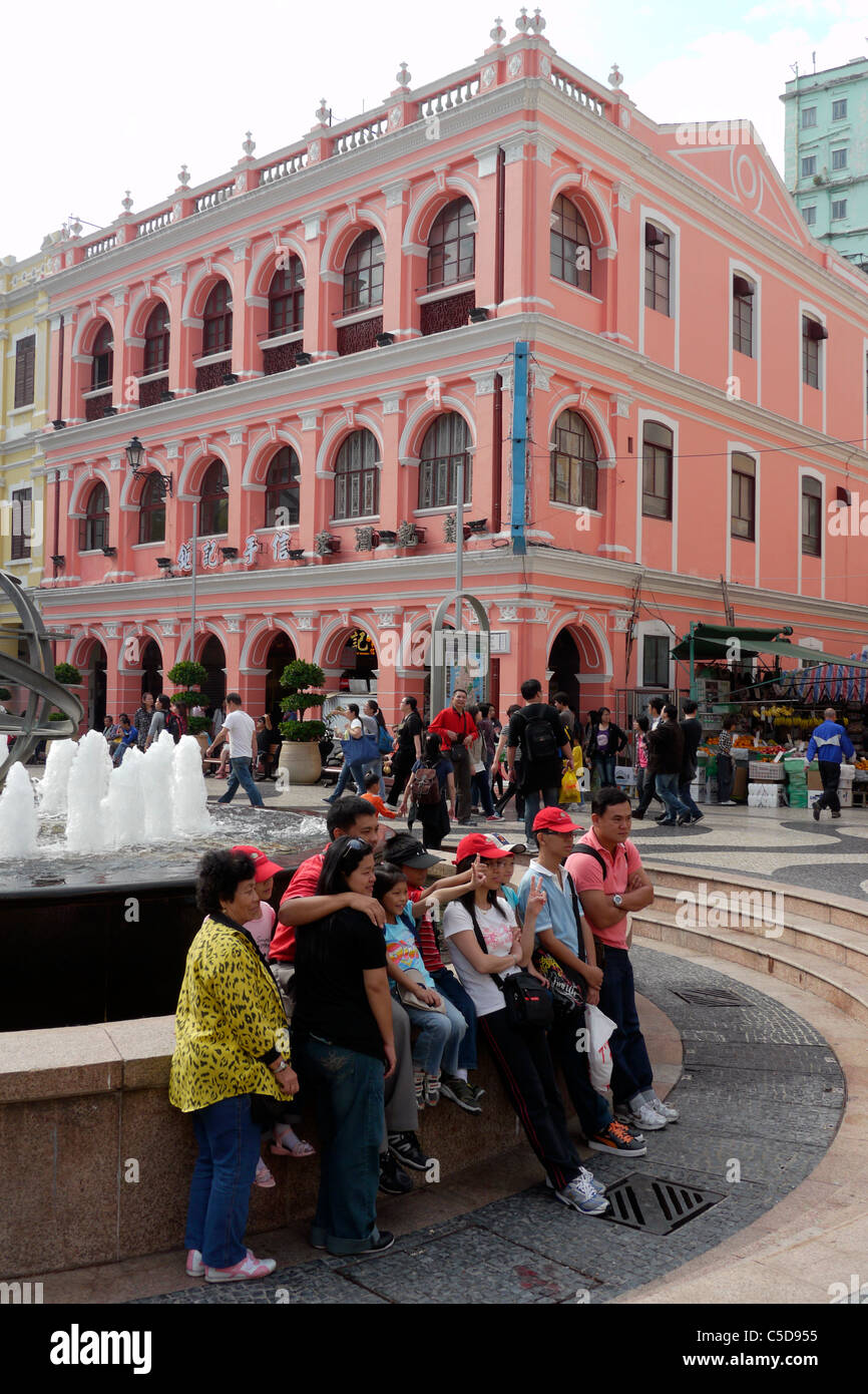 MACAU Street scene in downtown Macau showing colonial Portuguese ...