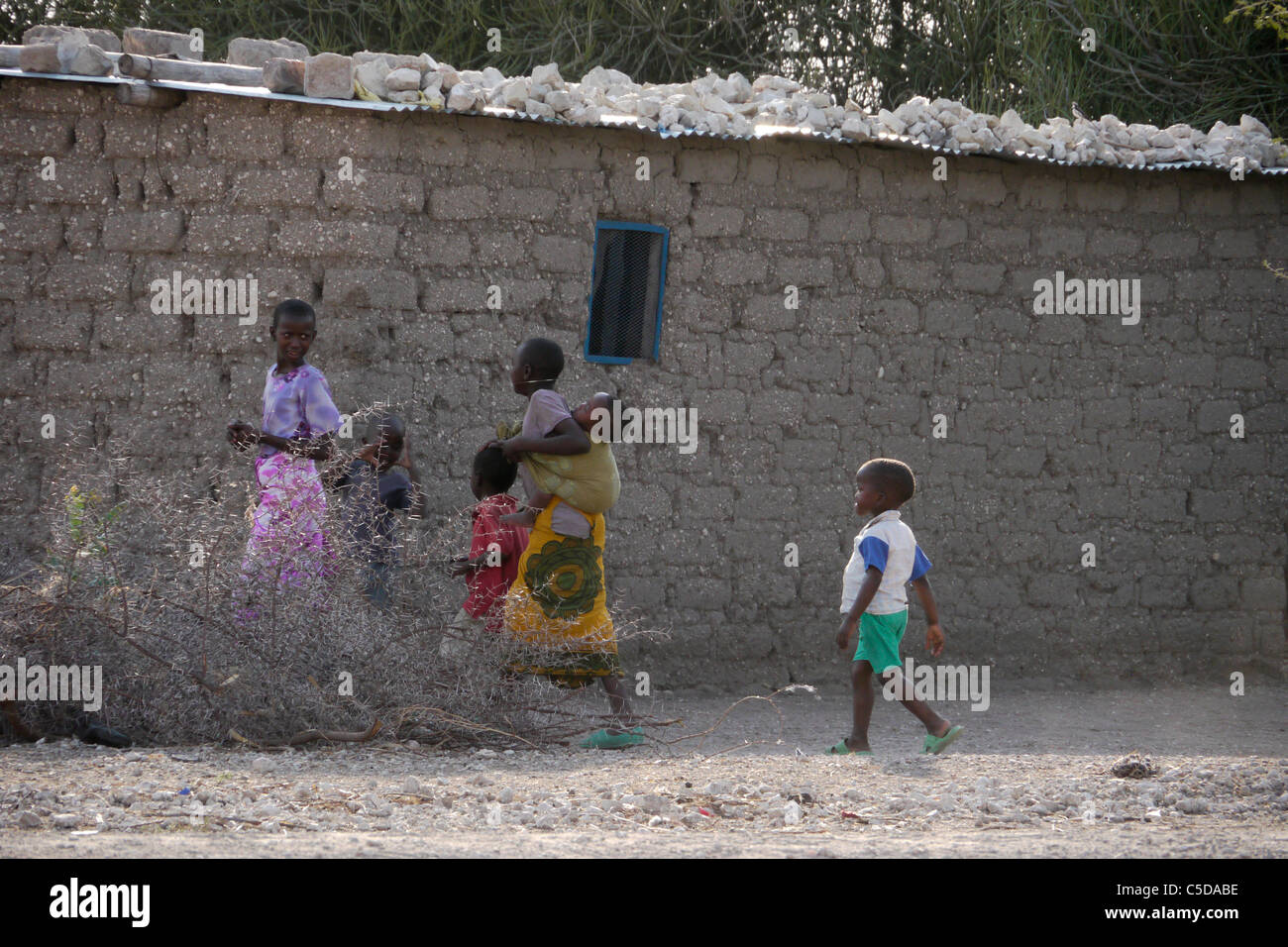 TANZANIA Village of Mwamalasa, Shinyanga. Children walking, some ...