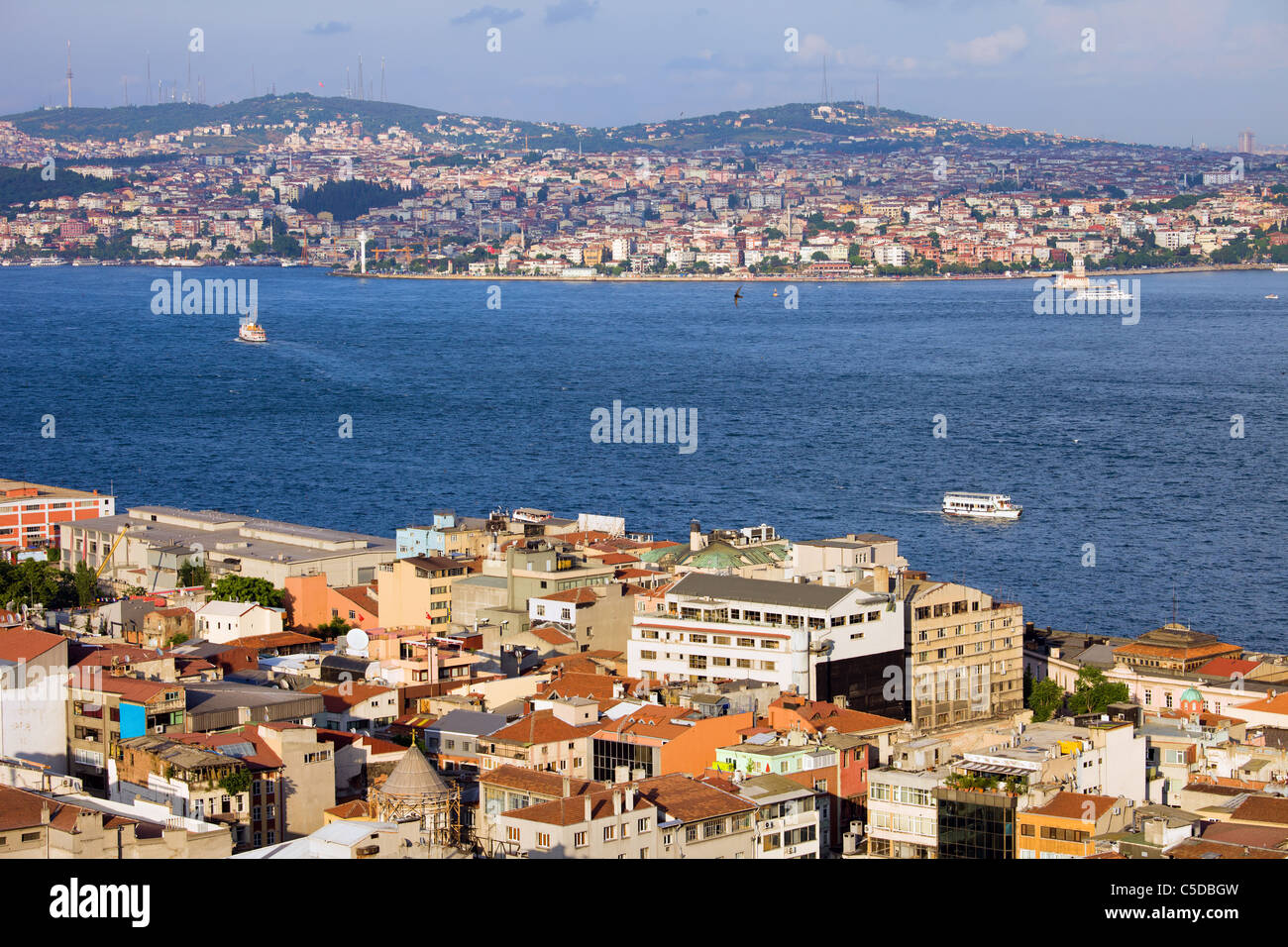City of Istanbul in Turkey, Beyoglu district and Bosporus Strait Stock ...