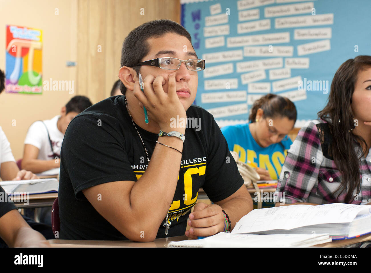 Students in a predominantly Hispanic area of South Texas listen during ...