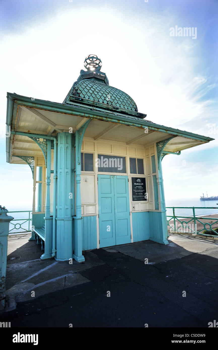 The Madeira Lift on Brighton seafront, it goes from Marine Parade down ...