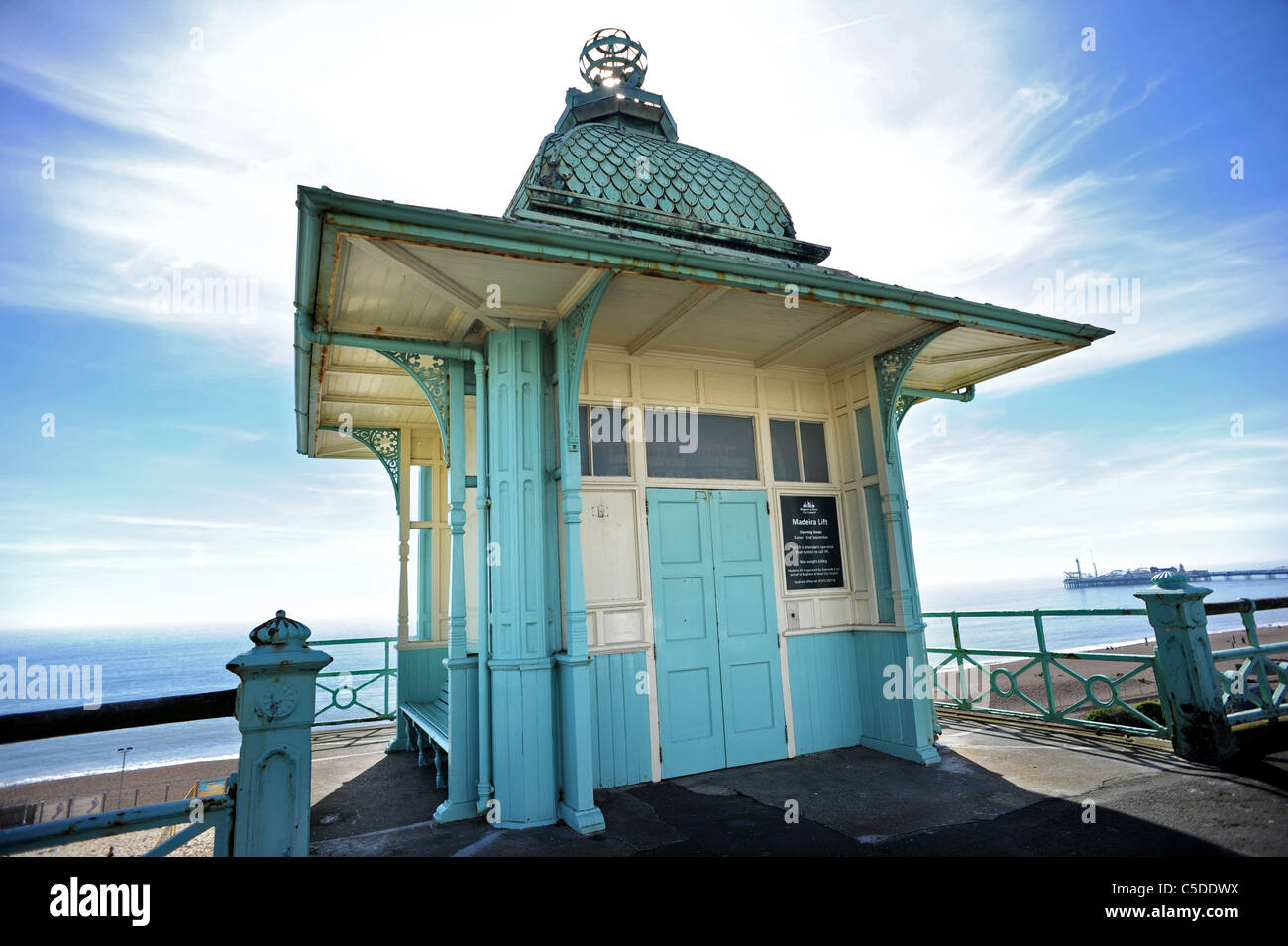 The Madeira Lift on Brighton seafront, it goes from Marine Parade down ...