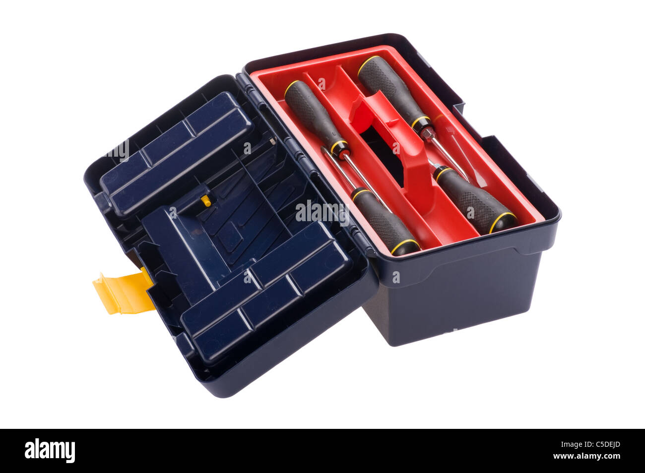 object on white - isolated plastic tool box Stock Photo - Alamy