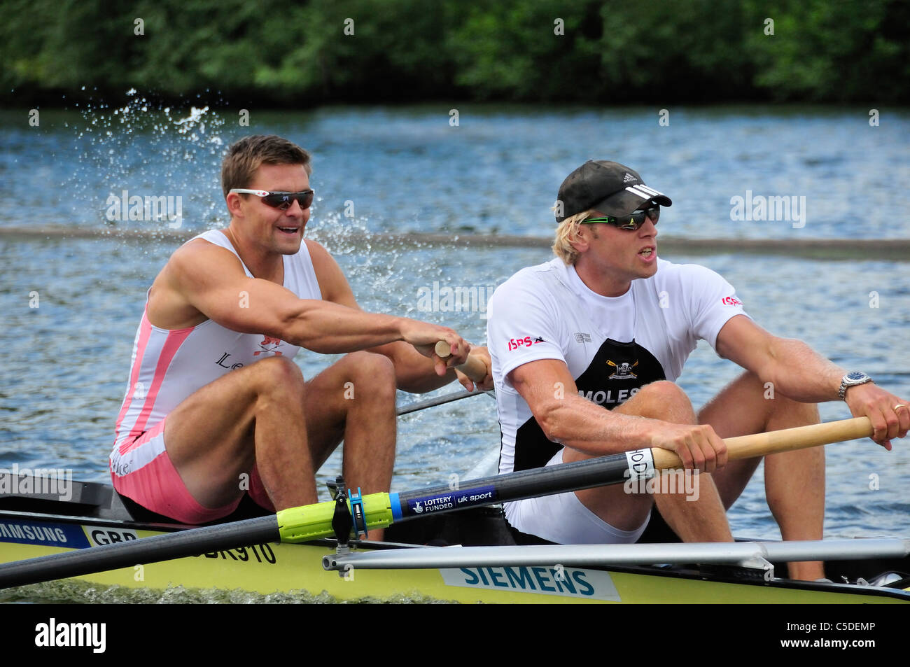 Andrew Triggs-Hodge, front, and Peter Reed rowing to win the Goblets ...