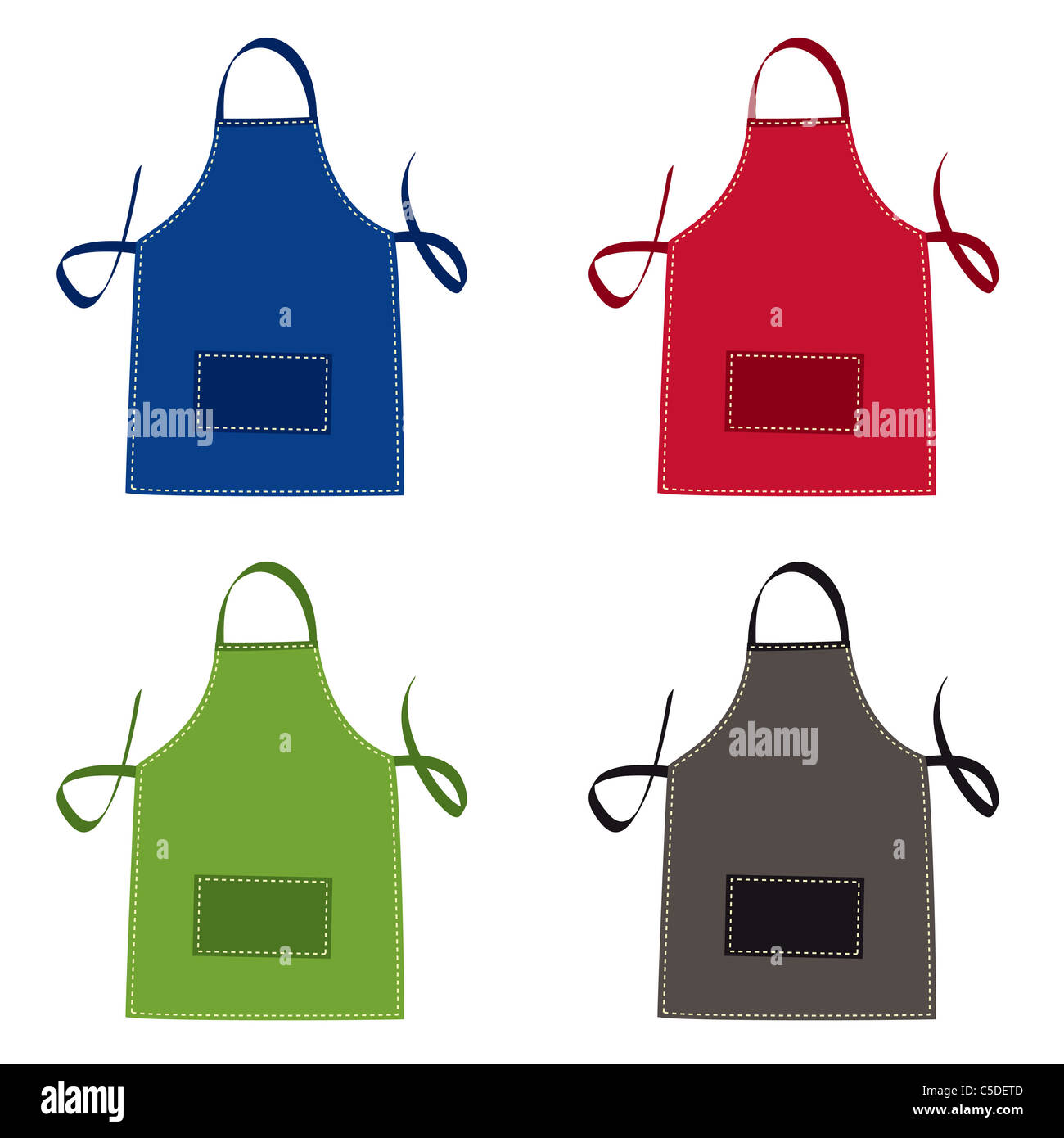 Cooks apron collection in bright colours with pocket Stock Photo - Alamy