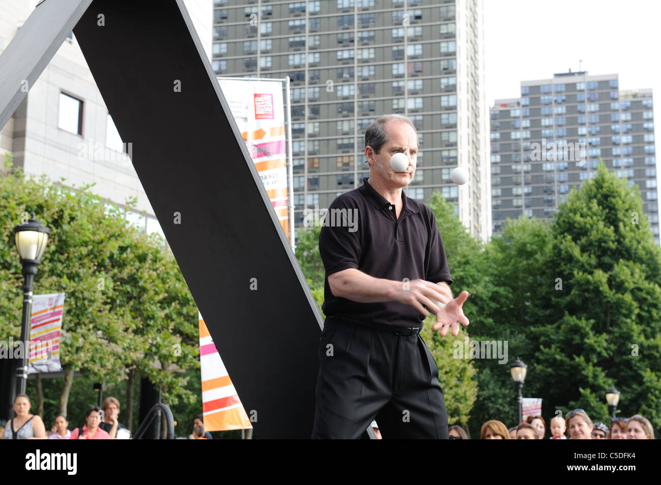 Juggler Michael Moschen performed in Battery Park City, a neighborhood ...