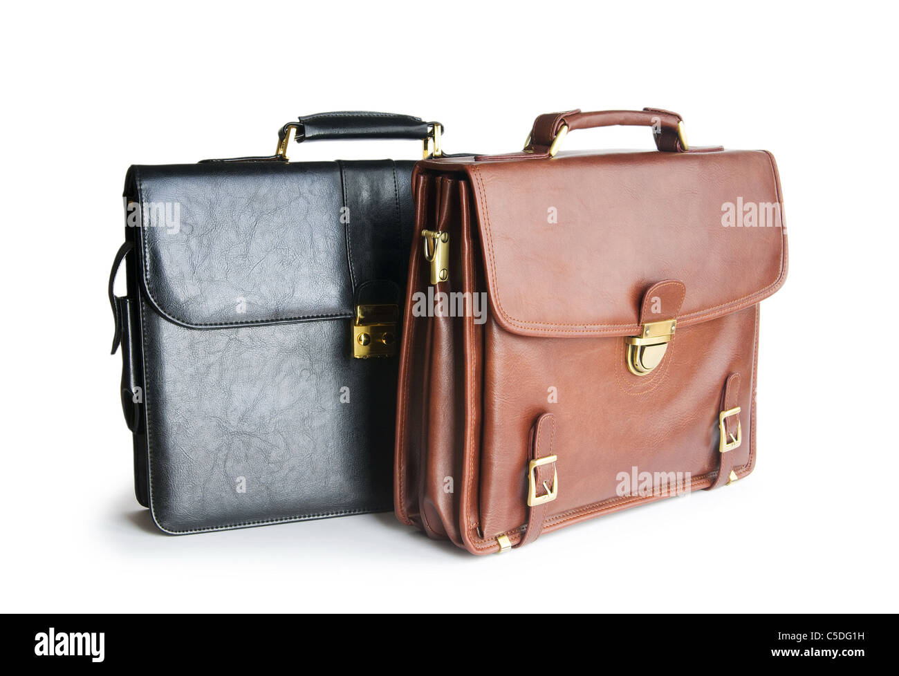 Two leather briefcases isolated on the white Stock Photo - Alamy