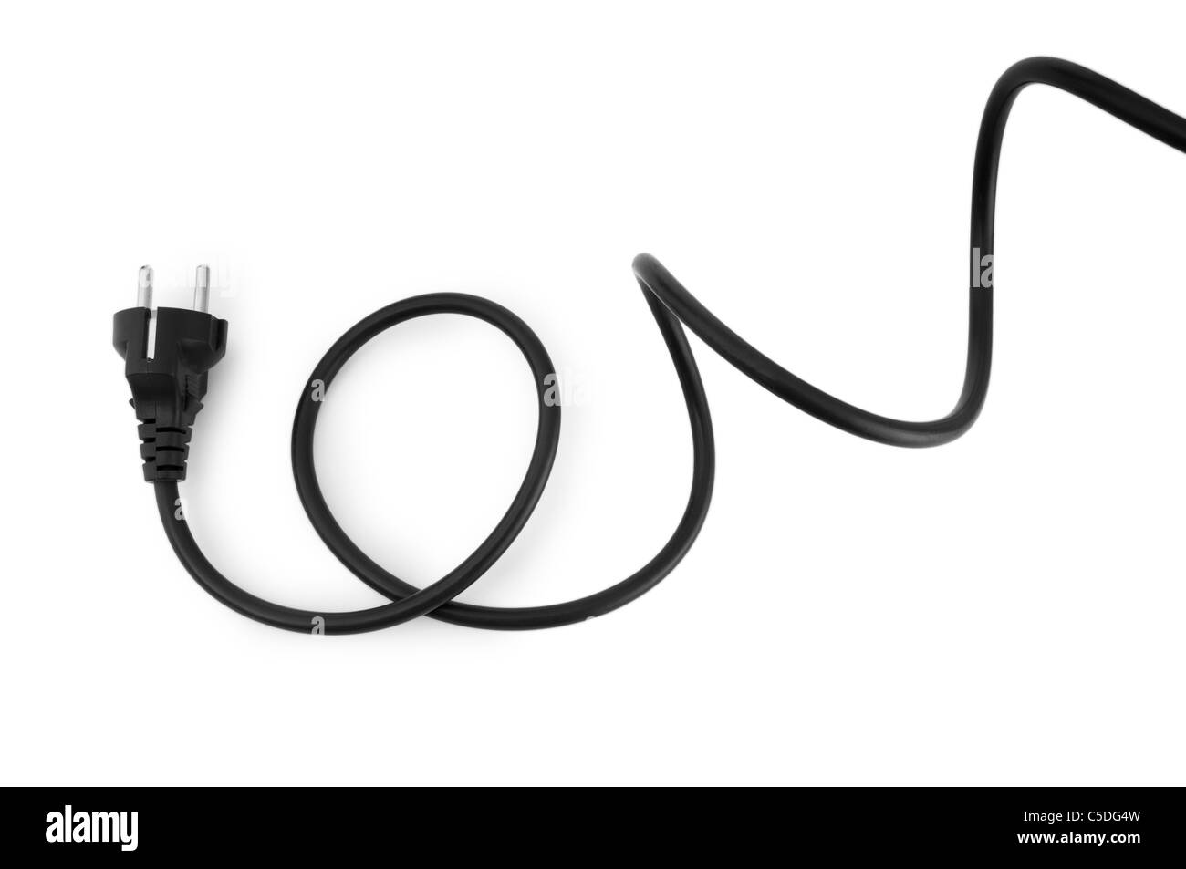 Black electric cable isolated on white Stock Photo - Alamy