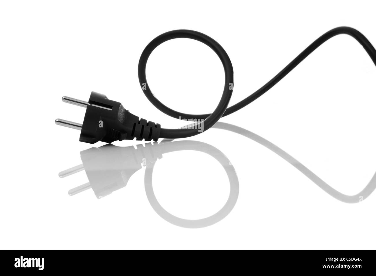 Black electric cable isolated on white Stock Photo - Alamy
