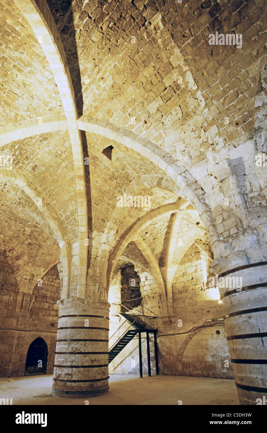 Crypt of underground Knights Hall in maritime capital of the Crusader ...