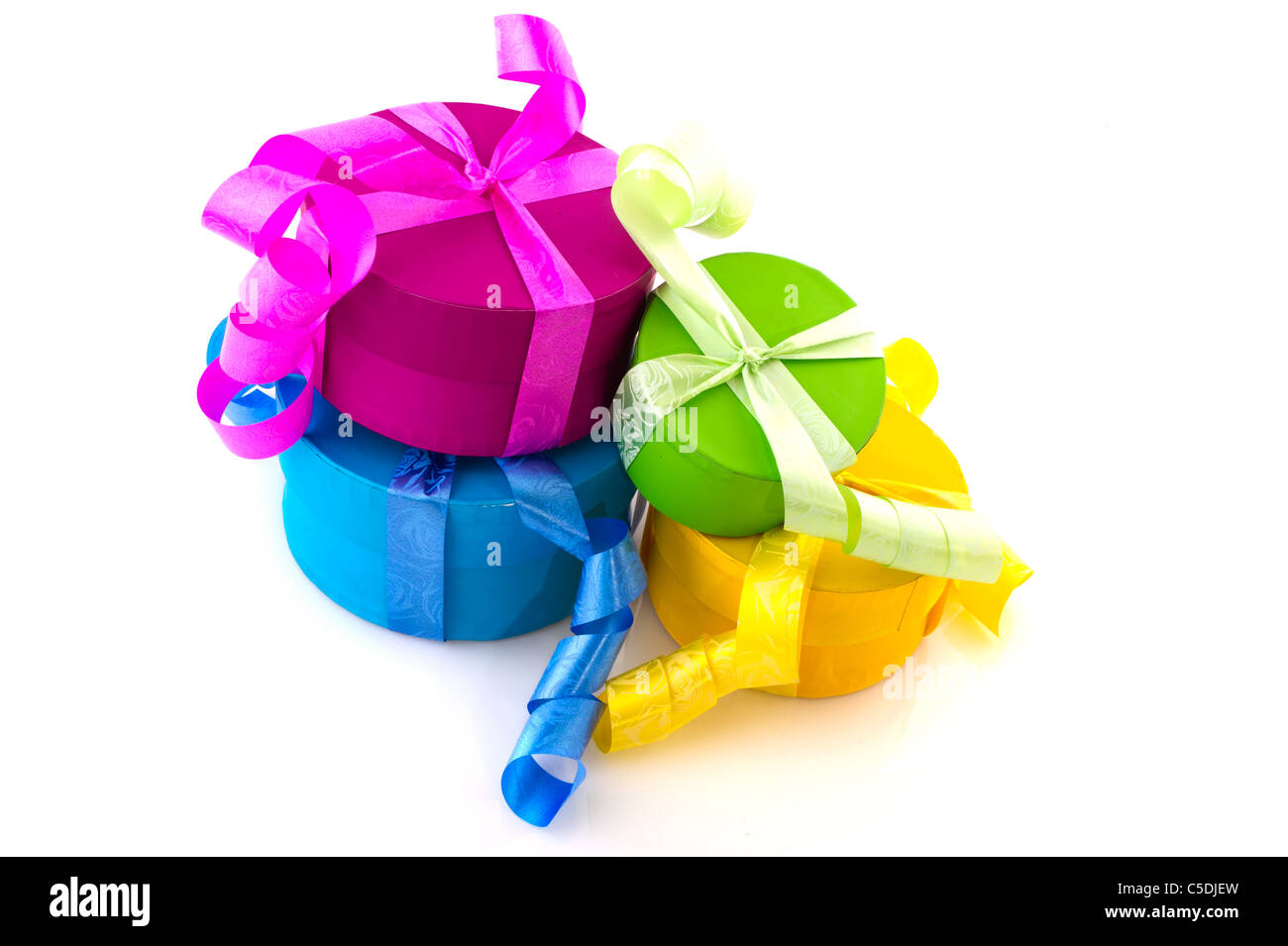 Four colorful presents luxury wrapped isolated over white Stock Photo ...