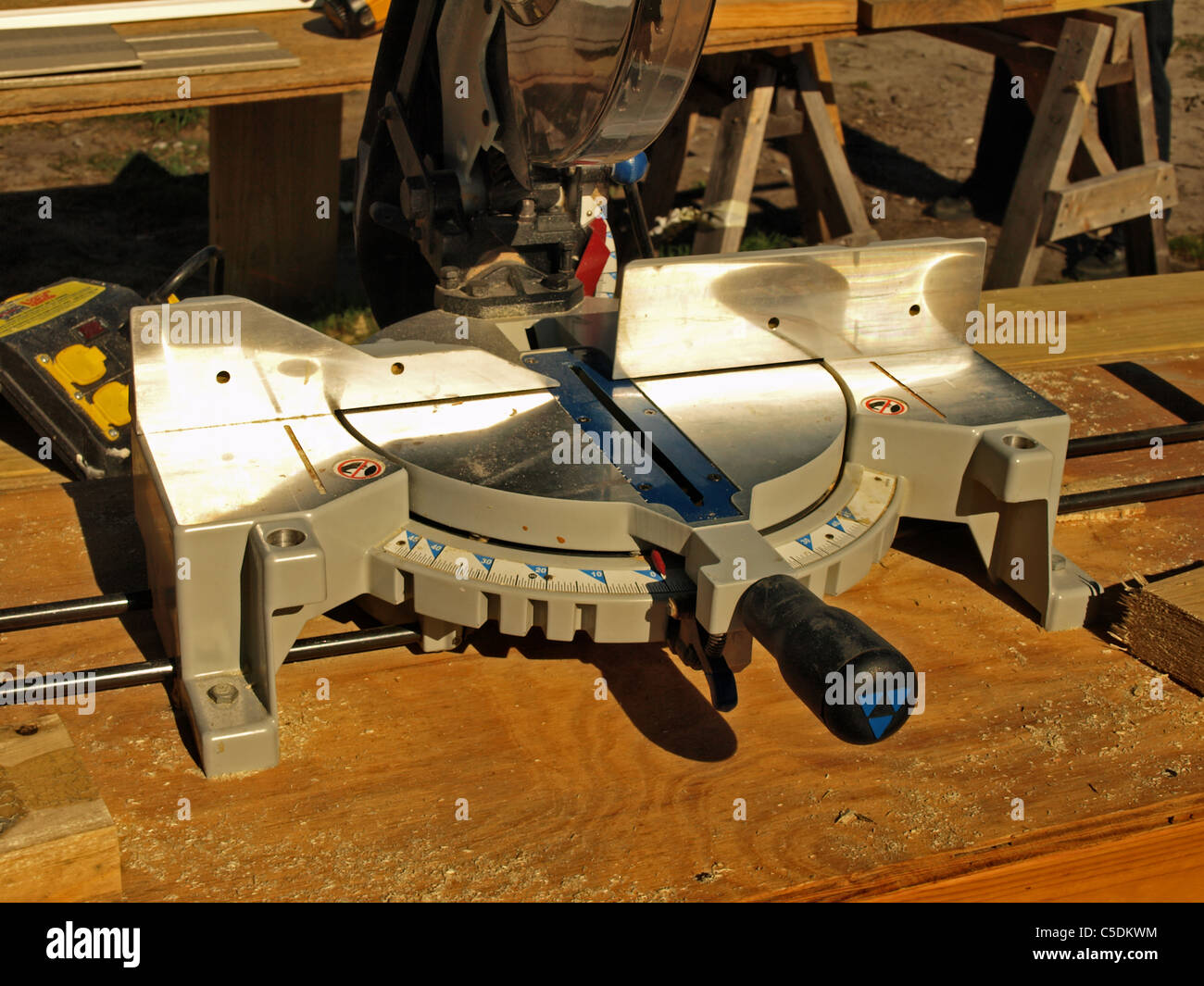 saw blade table cutting tool construction precision Stock Photo - Alamy