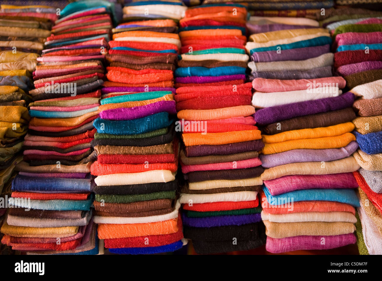 Cambodian silk fabric, Old Market, Siem Reap, Cambodia Stock Photo - Alamy