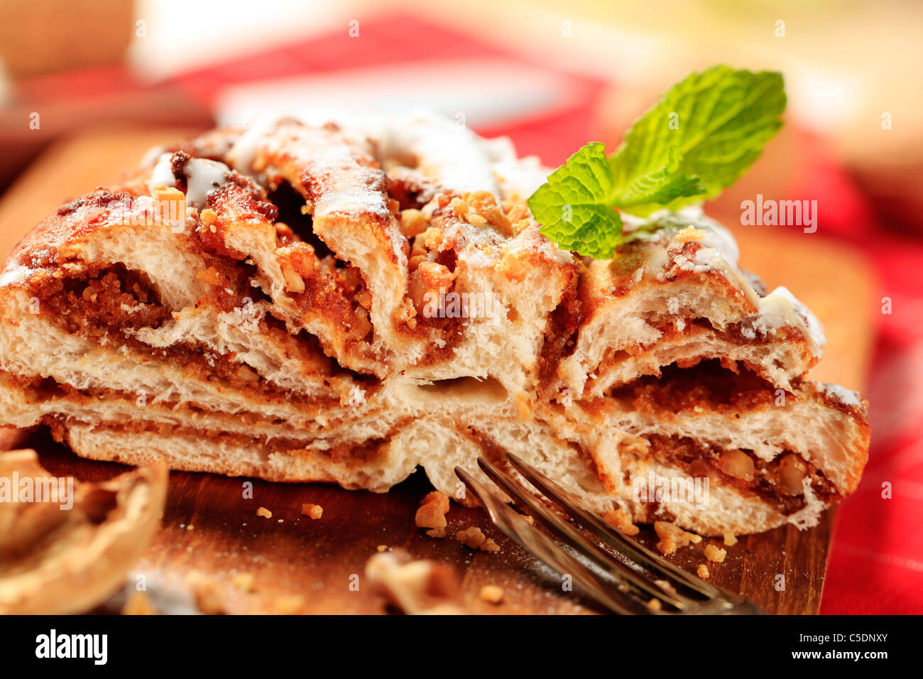 Sweet breakfast pastry with nutty filling - detail Stock Photo - Alamy