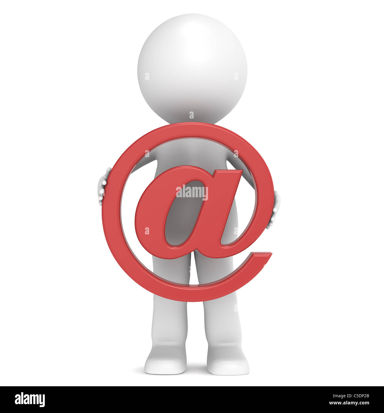 3D Little Human Character holding a Red At sign Stock Photo - Alamy