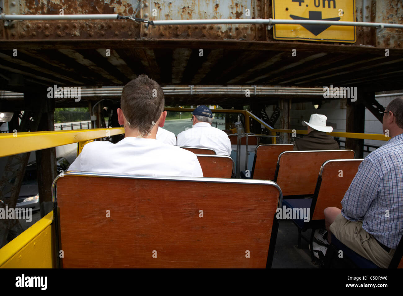 tourists on sightseeing bus going under low bridge toronto ontario ...