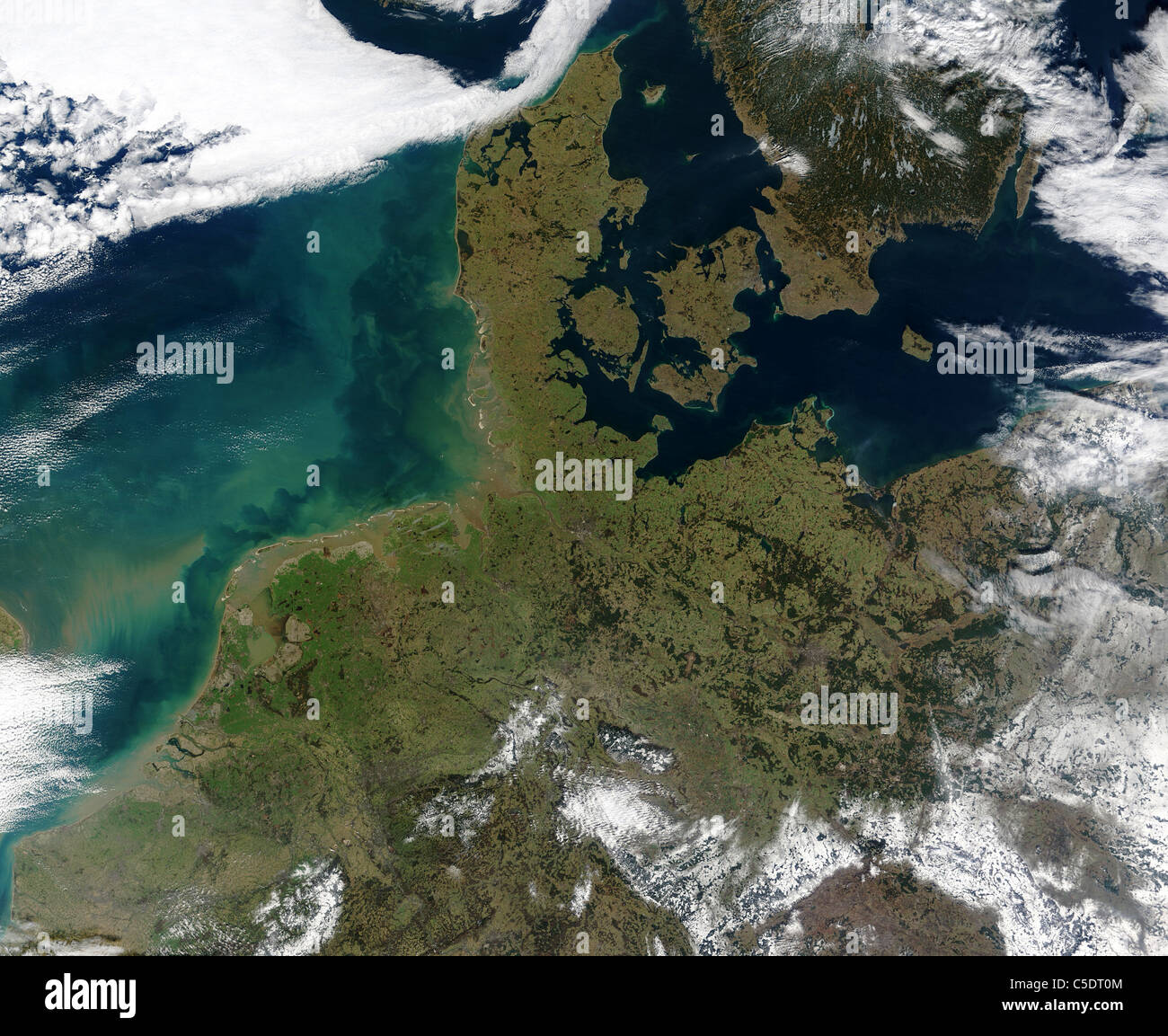 Satellite image of Denmark and Germany Stock Photo - Alamy