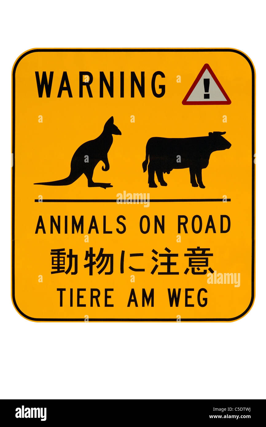 Animals on Road Warning Sign, Australia Stock Photo - Alamy