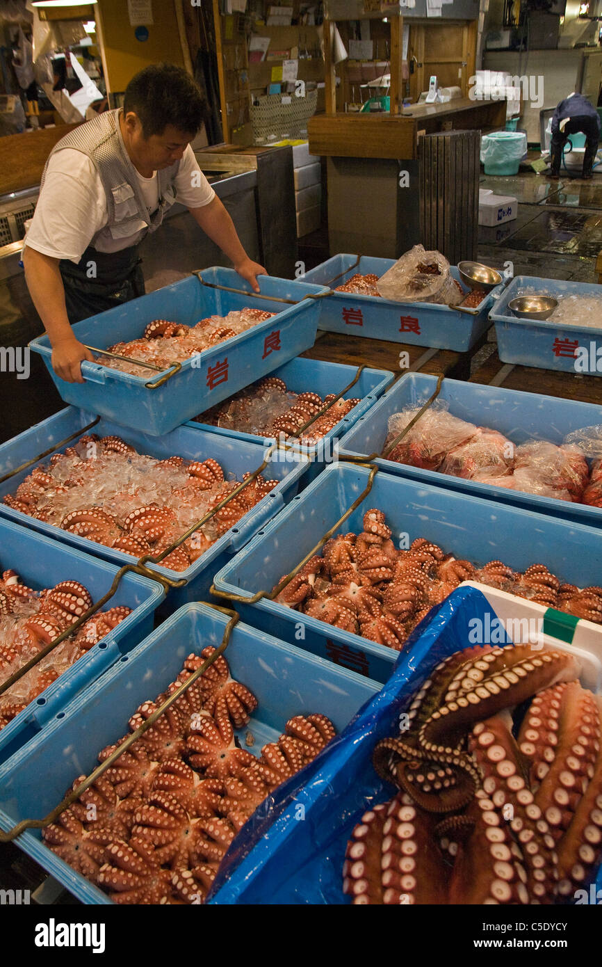 Fresh seafood at Tokyo's Tsukiji fish market Stock Photo - Alamy