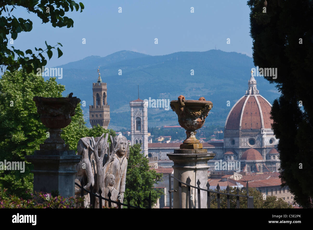 A view of Giotto's bell tower, Palazzo Vecchio and the Duomo from the ...