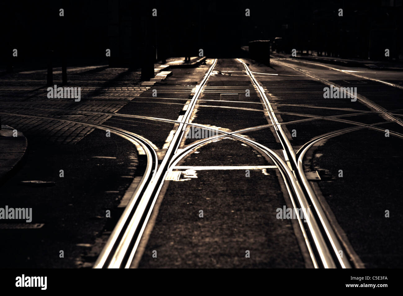Empty tram tracks hi-res stock photography and images - Alamy
