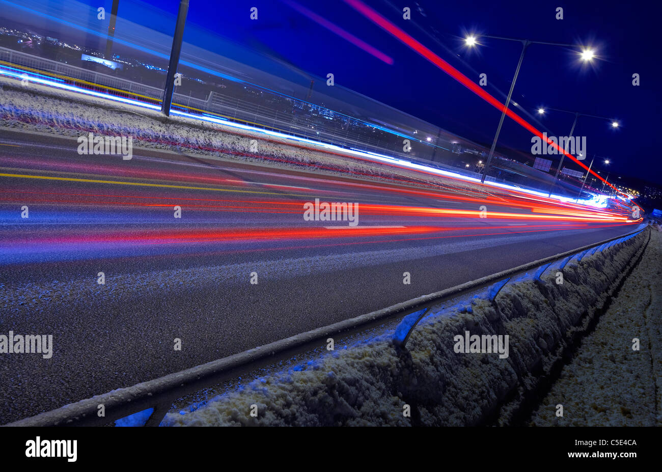 Blue and red light trails hi-res stock photography and images - Alamy