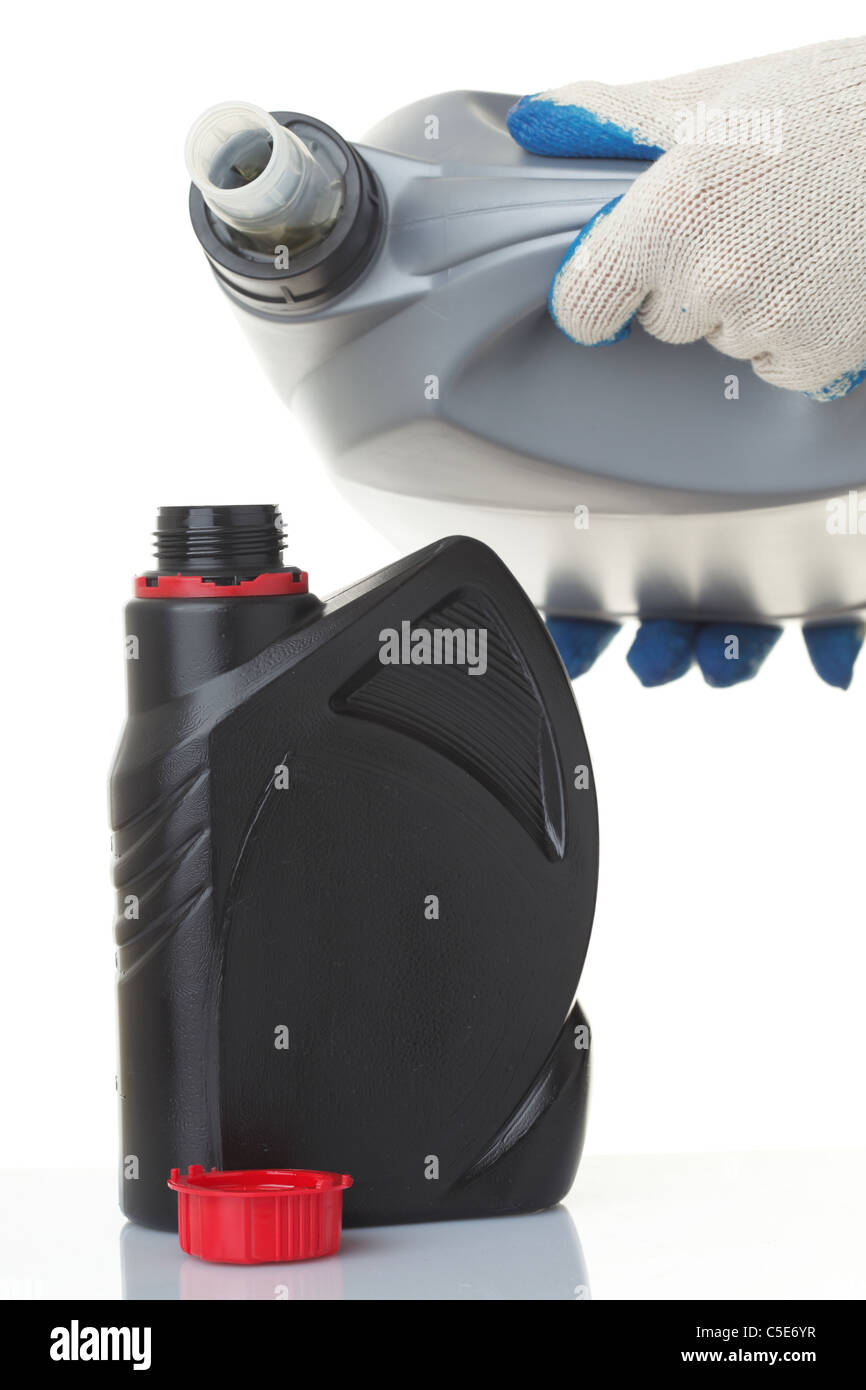 Can with car engine oil isolated on white Stock Photo - Alamy