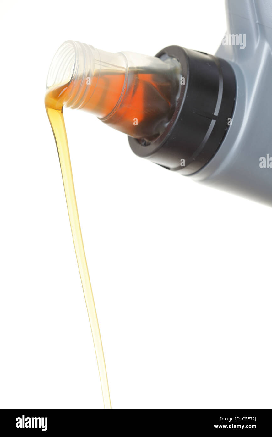 Can with car engine oil isolated on white Stock Photo - Alamy