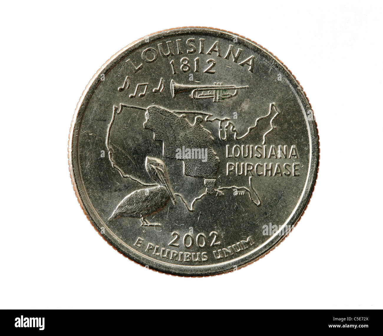 Louisiana state quarter coin isolated on white background Stock Photo ...