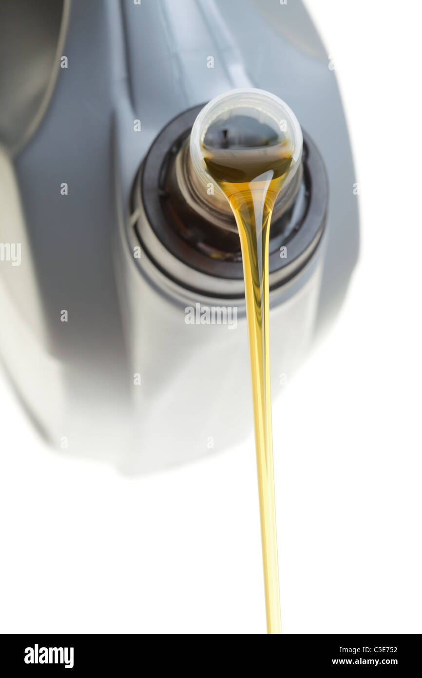 Can with car engine oil isolated on white Stock Photo - Alamy