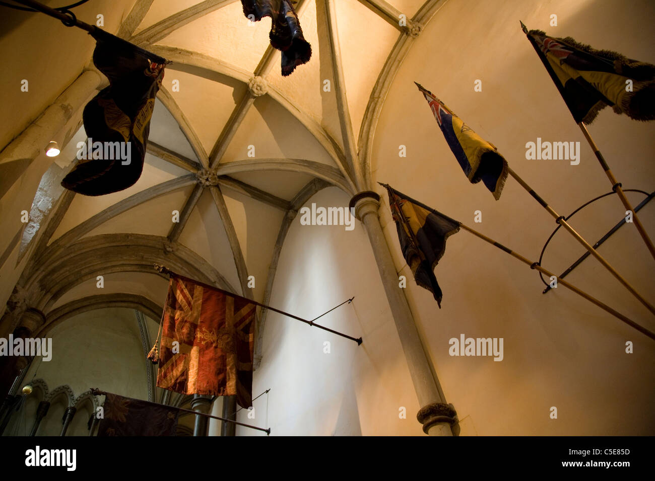 Rochester Cathedral Vaulted Ceiling Flags Stock Photo - Alamy