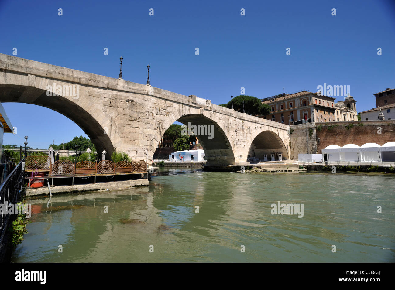Italy, Rome, Tiber river, Ponte Cestio, ancient Roman bridge Stock ...